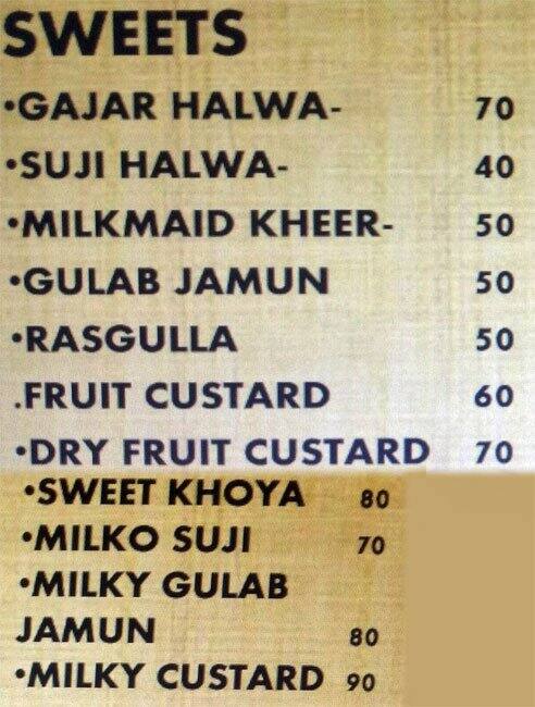 Menu at Tom N Jerry, Indore