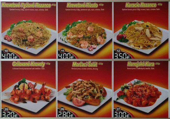 Menu at Azia Bistro Hanoi restaurant, Bratislava