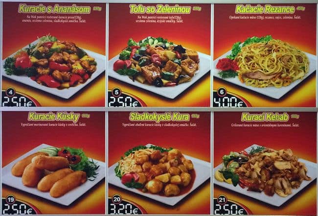 Menu at Azia Bistro Hanoi restaurant, Bratislava