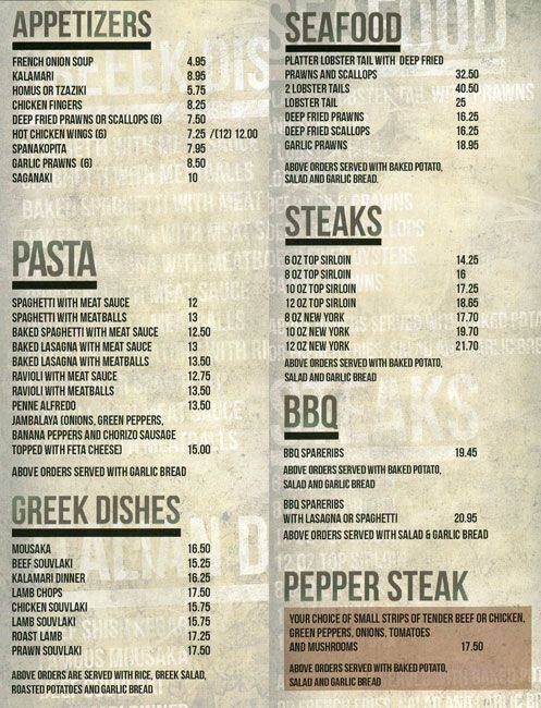 Menu at Niagara Pizza Ltd pizzeria, Delta