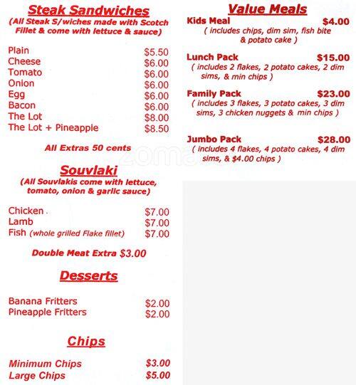 Menu at West Doncaster Fish Shop fast food, Doncaster