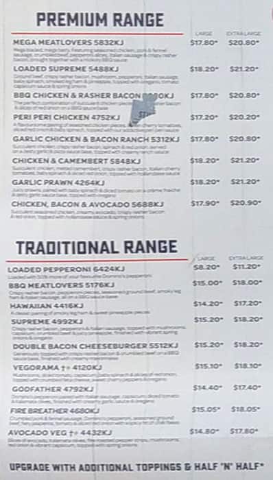 Menu at Domino's Pizza Lane Cove pizzeria, Lane Cove, 18 Birdwood Ln