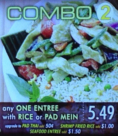 Menu at Ruby Thai restaurant, Pineville