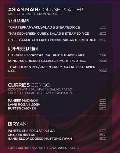 Menu at Soho Club Delhi, New Delhi