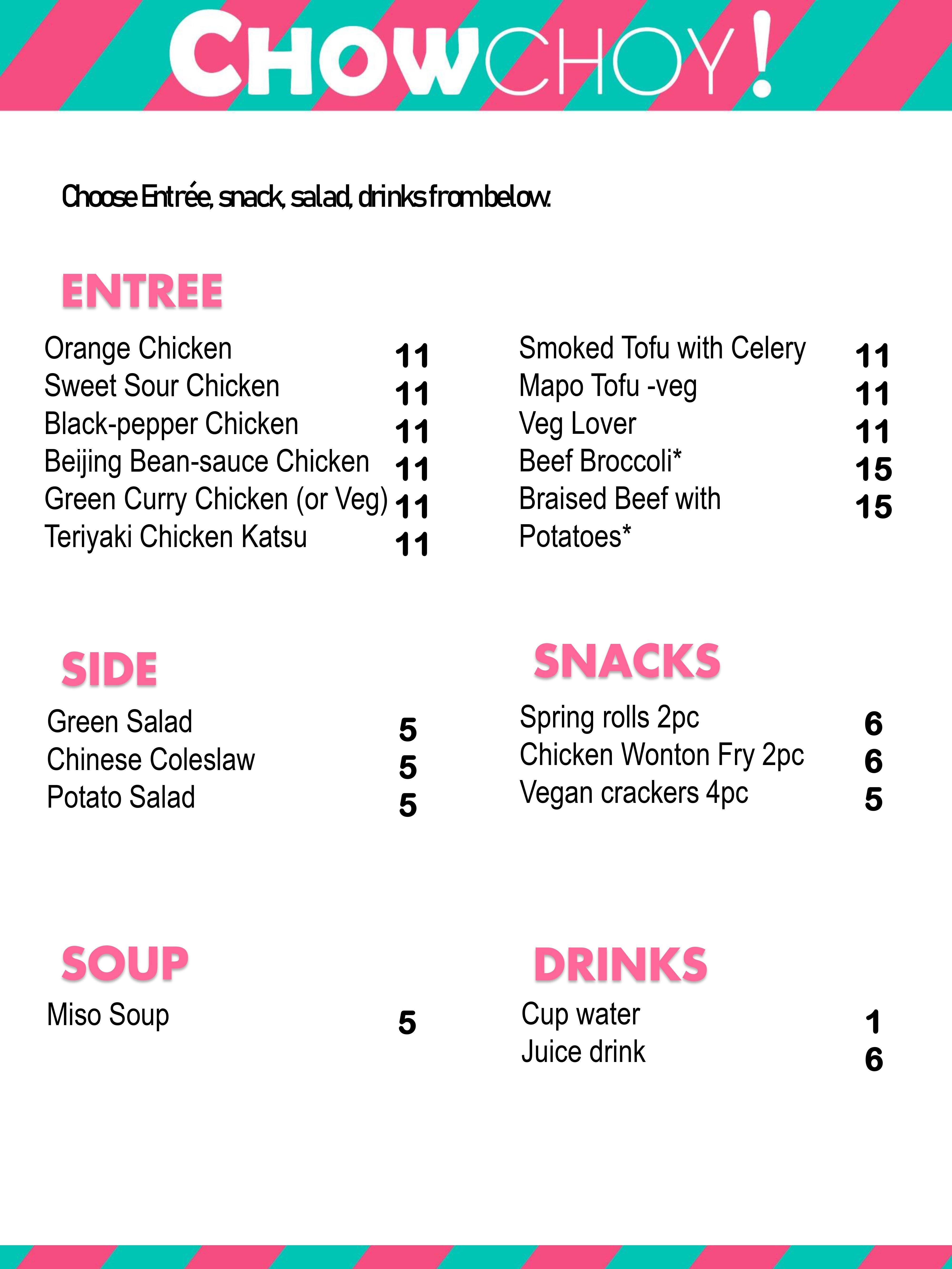 Menu at Chow Choy- Spicy Wok, Dubai