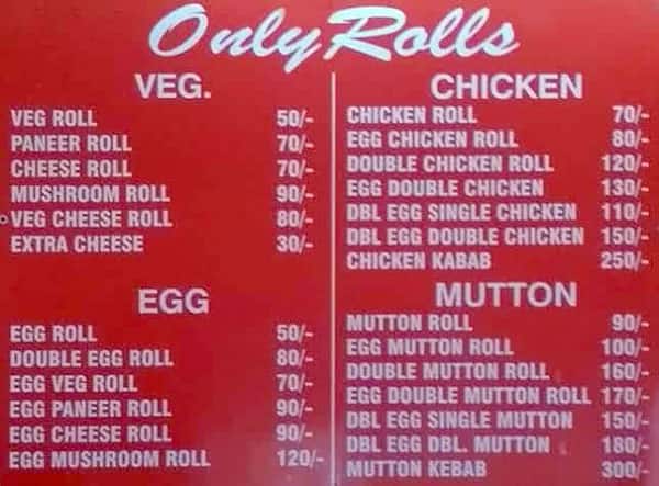Menu of Baap Ka Hotel, Lala Lajpat Rai Marg, New Delhi