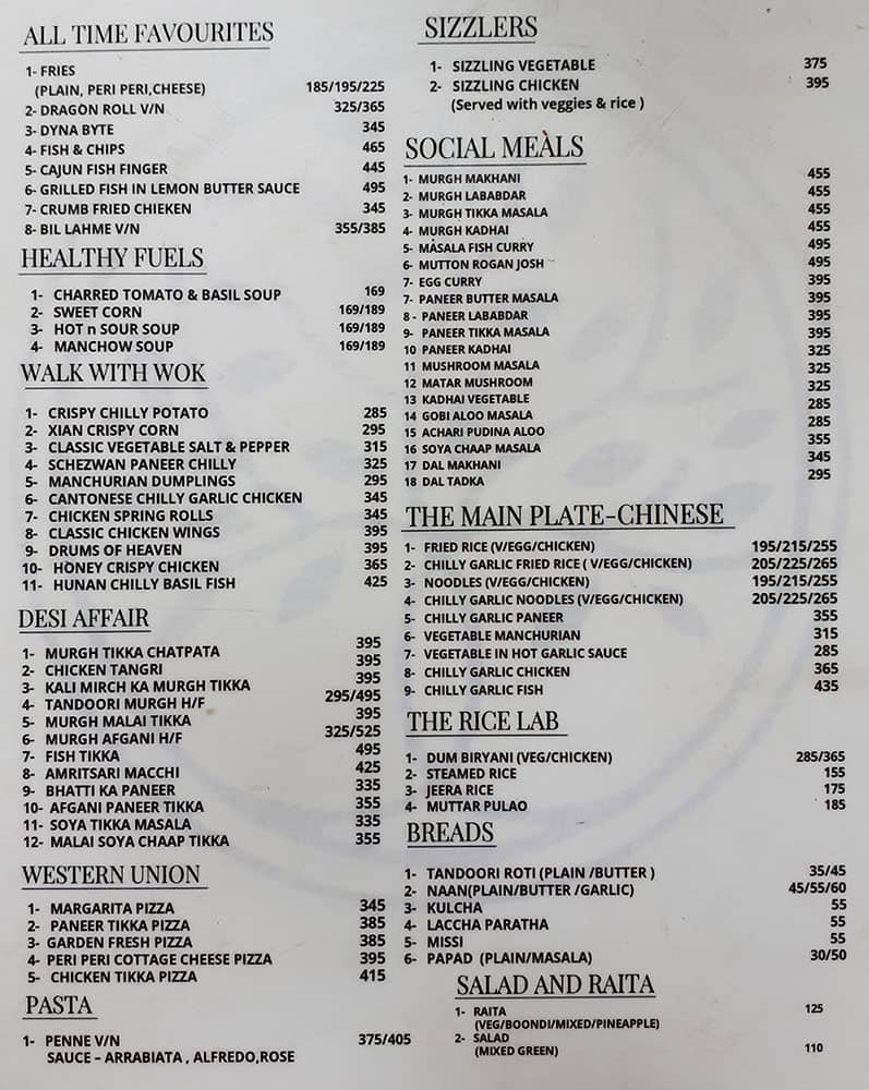 Menu of Lush Garden & Cafe, Harsh Nagar, Kanpur