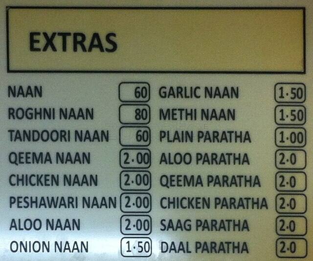 Menu at Lahore express fast food, London