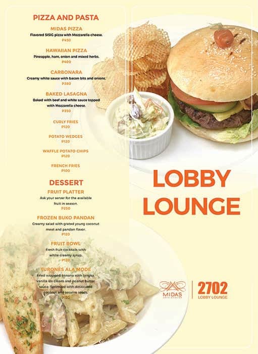 Menu at Midas Hotel and Casino cafe, Pasay
