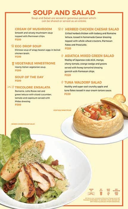 Menu at Midas Hotel and Casino cafe, Pasay