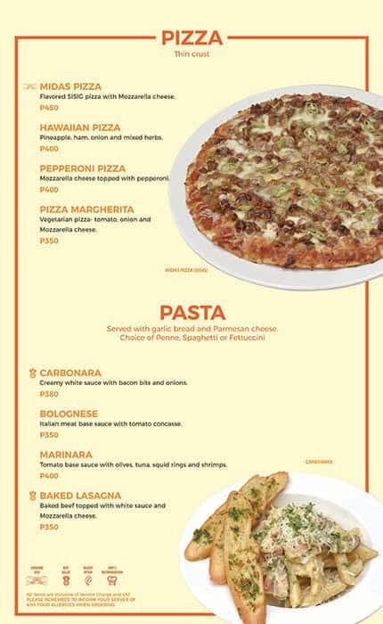 Menu at Midas Hotel and Casino cafe, Pasay