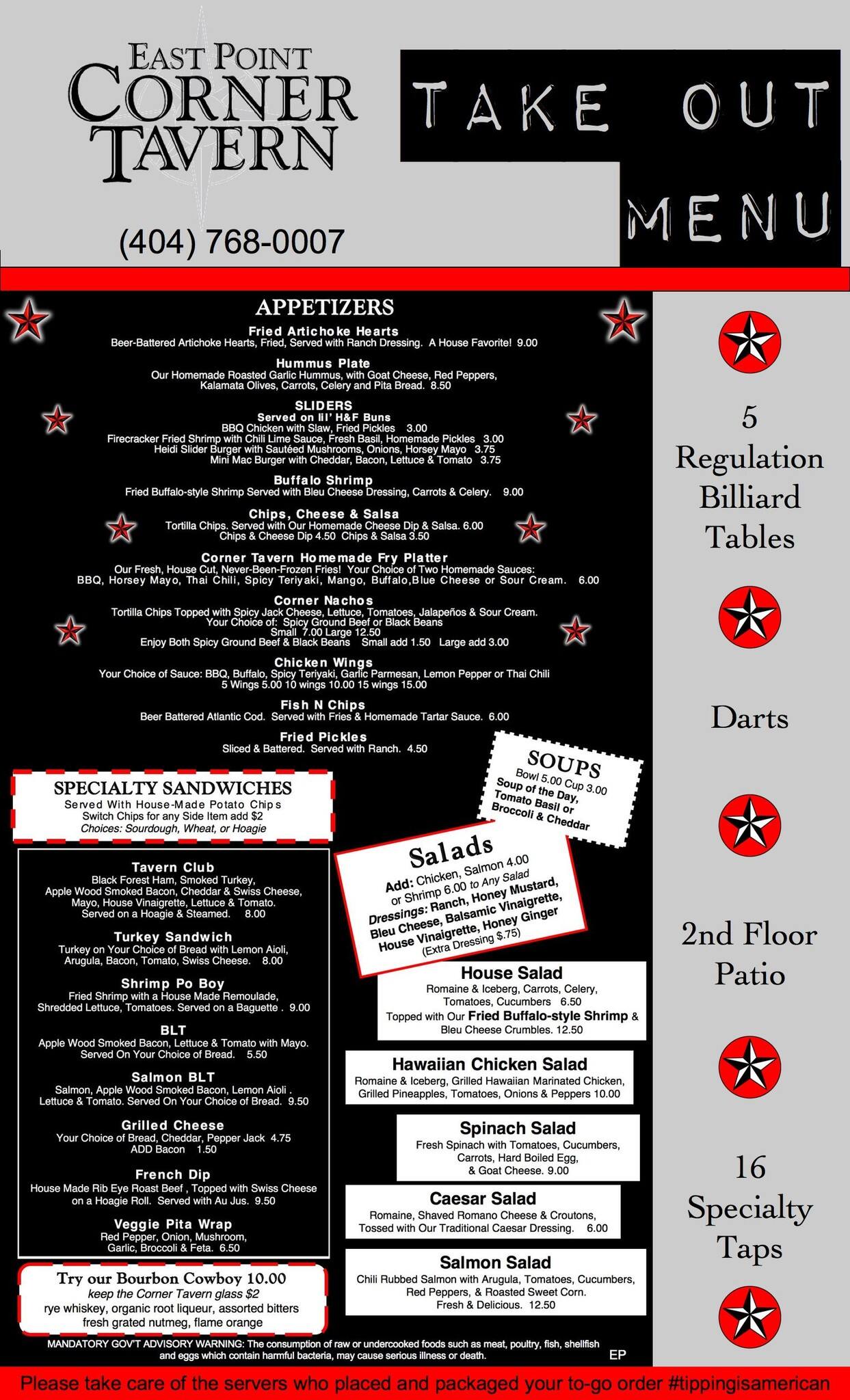 East Point Corner Tavern Menu, Menu for East Point Corner Tavern, East ...