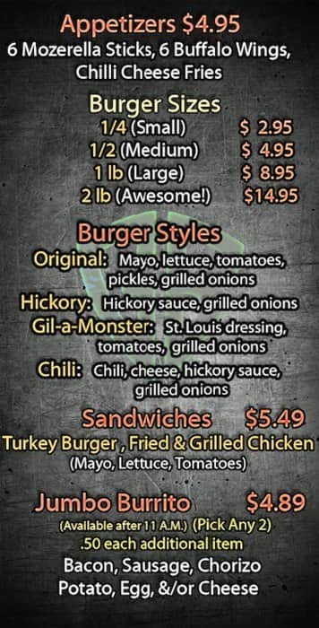 Menu at Gil's Broiler & Manske Roll Bakery, San Marcos