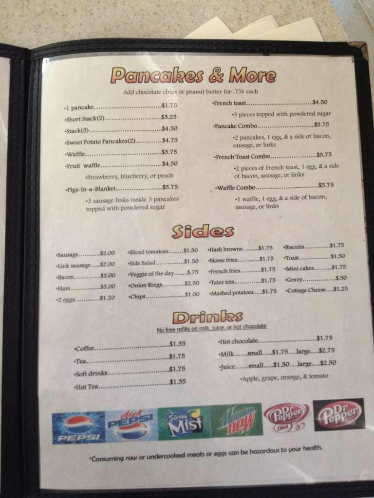 Menu at Sunrise Cafe, Kingfisher