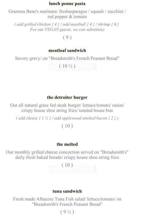 Menu at The Detroiter pub & bar, Lakewood