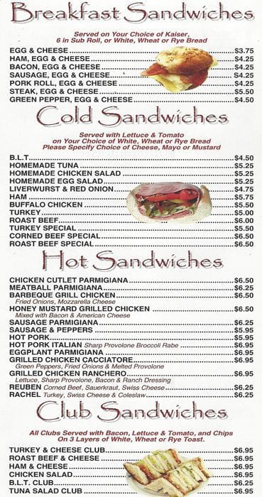 Carta de Warminster Deli, Hatboro, 275 E County Line Rd