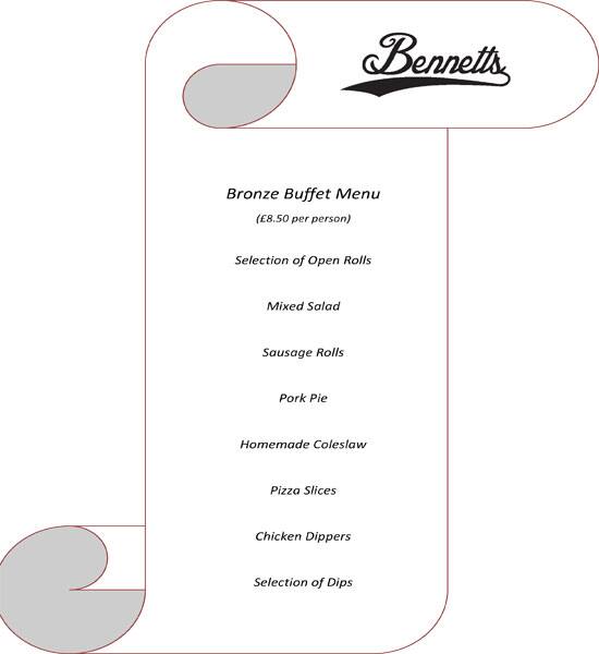Menu at Bennetts Hotel, Paradise Restaurant and Bar, Nottingham