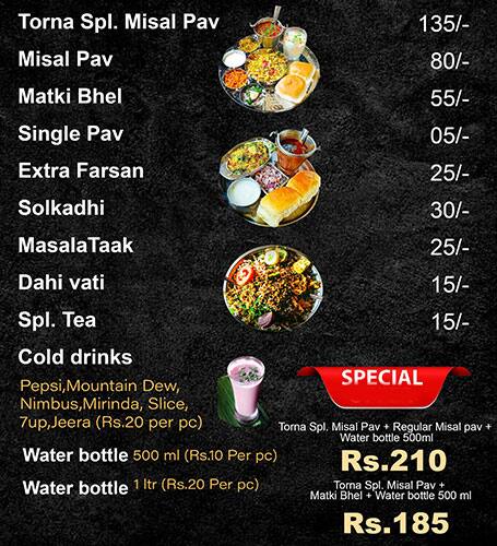 Menu of Torna Misal, Naupada, Thane West, Thane