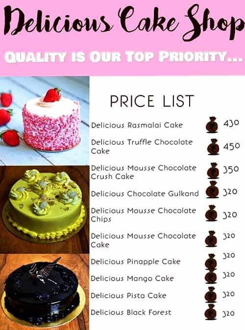 Menu of Delicious Cake Shop, Hadapsar, Pune