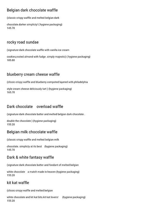 Menu of American & Belgium Waffle Co, Mahmoorganj, Varanasi