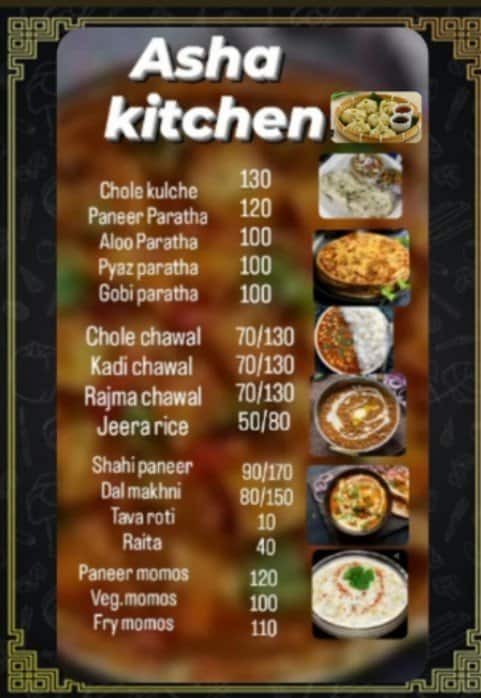 Menu of Asha Kitchen, Nangloi, New Delhi