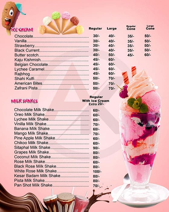 Menu of Frozen Delights, Ambernath, Thane