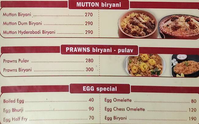 Menu at Hotel Malvan Kinara, Mumbai, Zilani Manzil