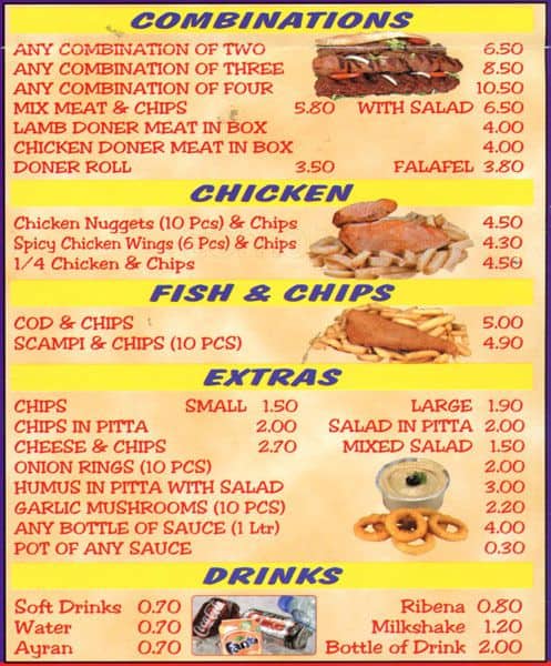 Menu at Bedfont Kebab restaurant, Feltham