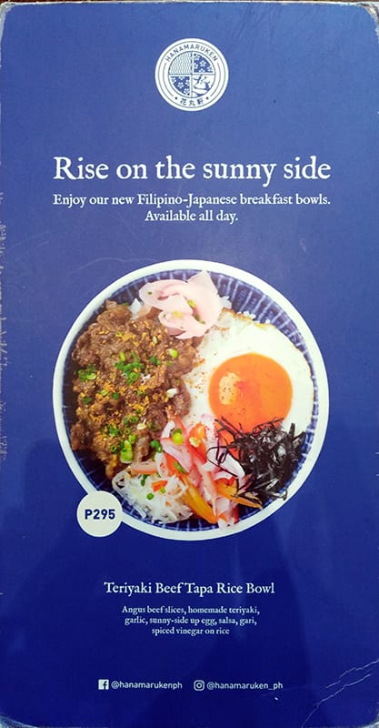 Menu at Hanamaruken Ramen Serendra restaurant, Taguig