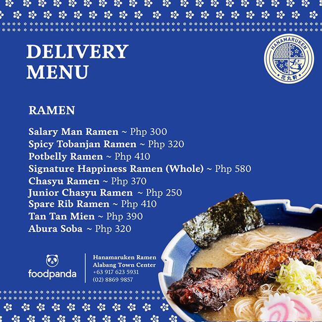 Menu at Hanamaruken Ramen Serendra restaurant, Taguig