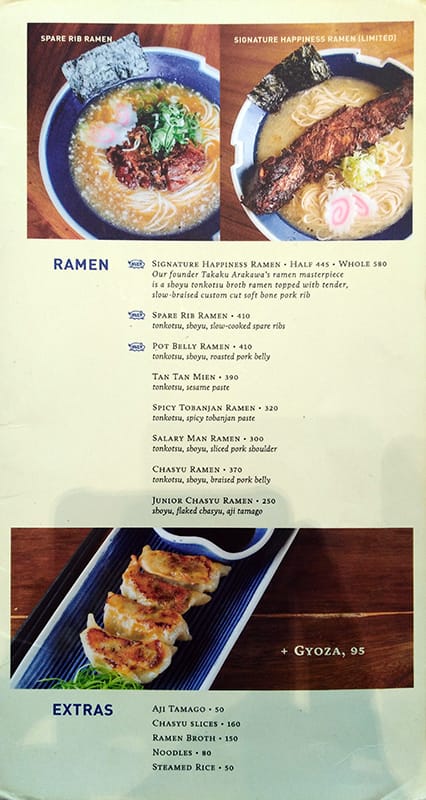 Menu at Hanamaruken Ramen Serendra restaurant, Taguig
