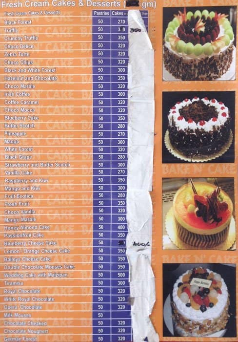 Bake 'N' Cake Menu, Menu for Bake 'N' Cake, Khadki, Pune - Zomato