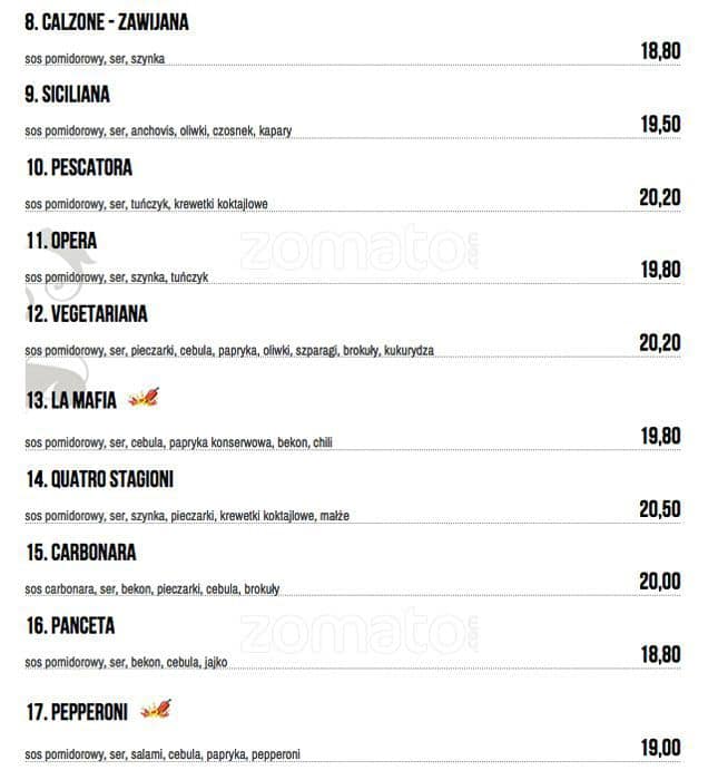 Menu at Pizzeria & Restaurant O.K., Szczecin