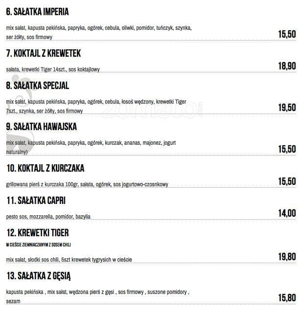 Menu at Pizzeria & Restaurant O.K., Szczecin