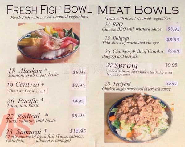 Menu at Red Bowls Restaurant, Seattle