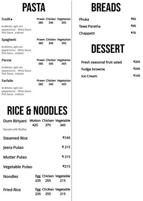 Menu at Bazaar - Zone By The Park, Bengaluru