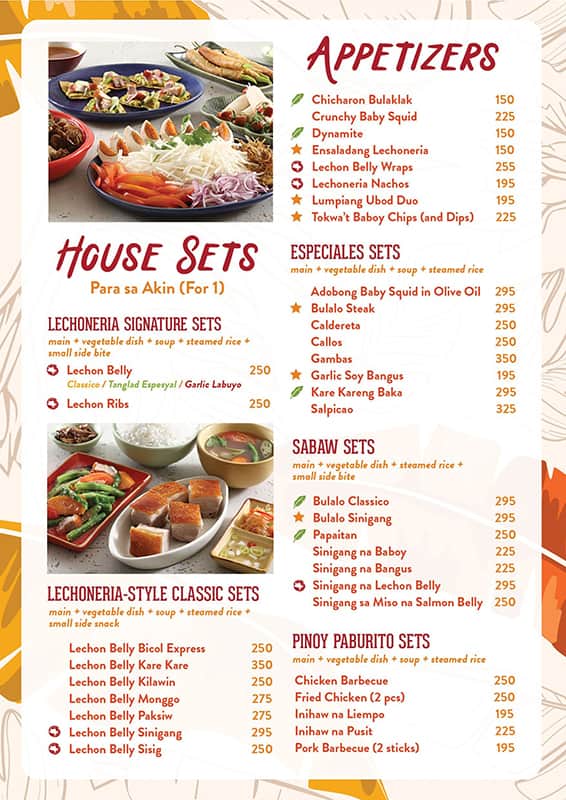 Menu at Lechoneria restaurant, Quezon City