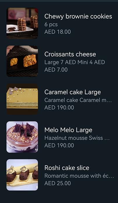 Menu of Adams Bake & Sweets, Al Nahyan, Abu Dhabi