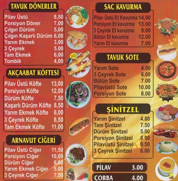 Menu at Sarıoğlu Buffet, Istanbul, Şahika Sk. No:24