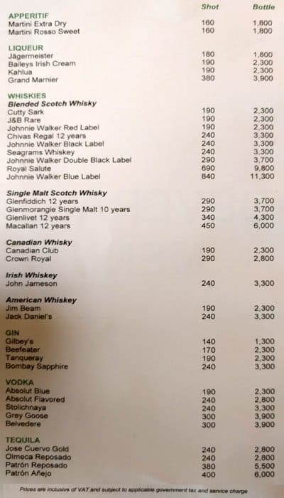 Menu at Bar One, Pasig, 3rd level