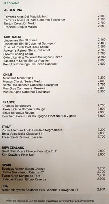 Menu at Bar One, Pasig, 3rd level