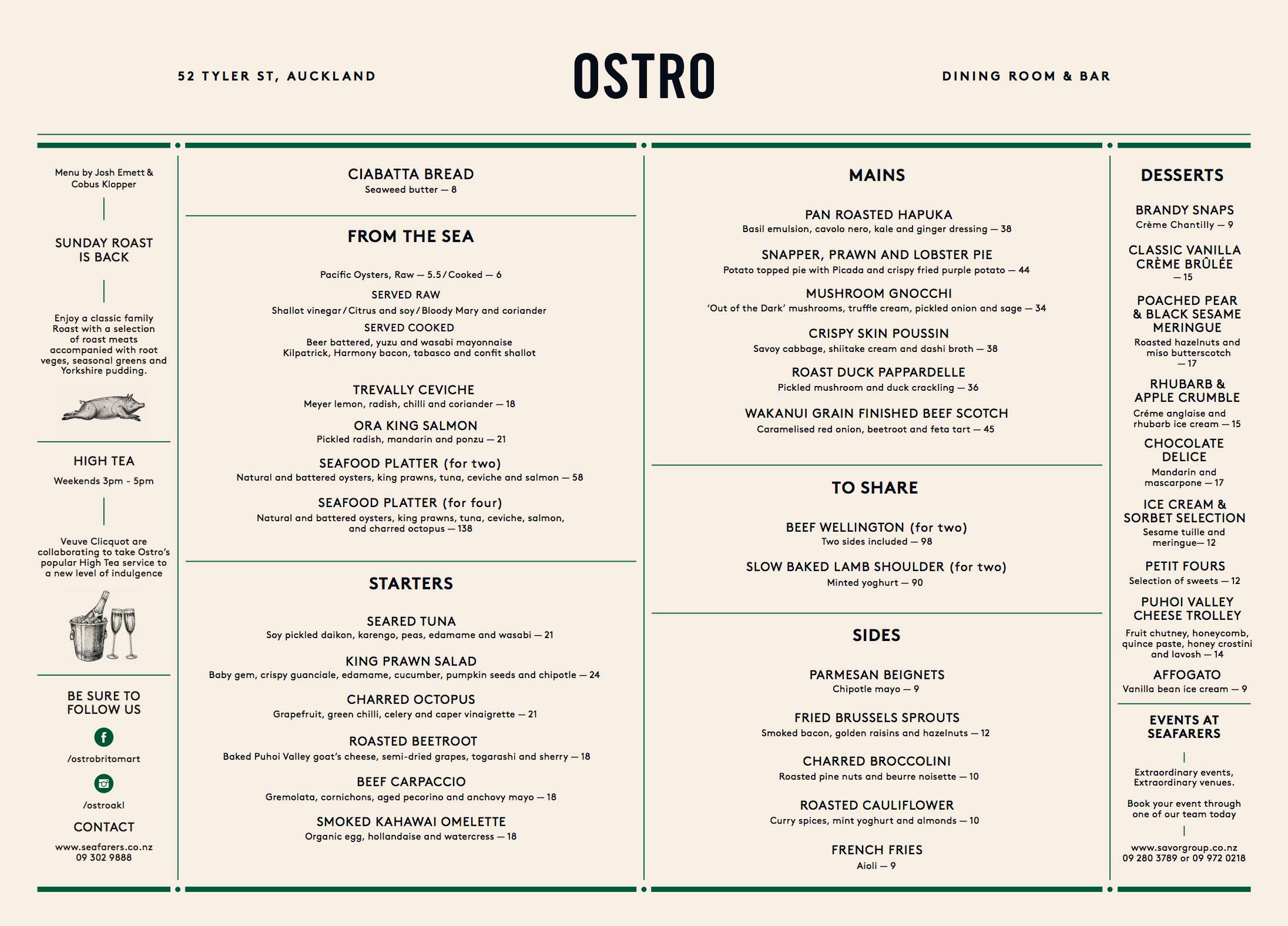 Ostro Brasserie & Bar Menu - Menumania/Zomato
