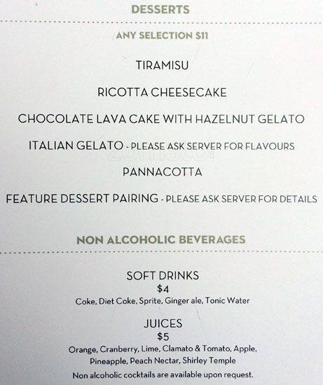 Menu at Toula Bar 34Th Floor Westin Harbour Castle, Toronto