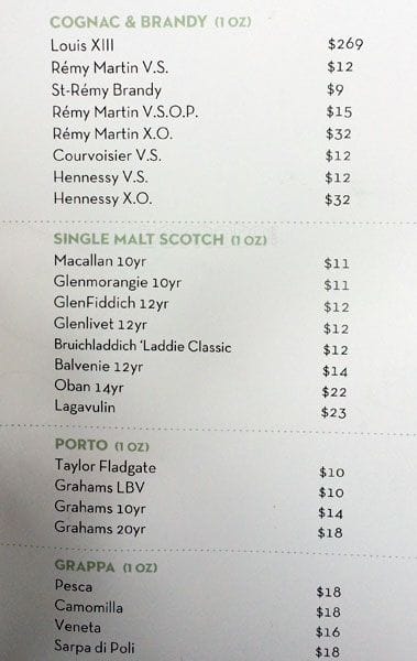 Menu at Toula Bar 34Th Floor Westin Harbour Castle, Toronto