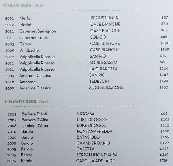 Menu at Toula Bar 34Th Floor Westin Harbour Castle, Toronto