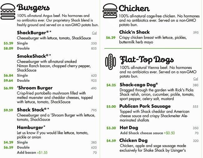 Shake Shack Menu, Menu for Shake Shack, River North, Chicago ...