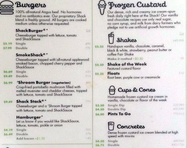 Shake Shack Menu, Menu for Shake Shack, River North, Chicago ...