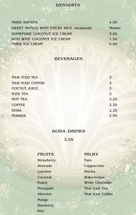 Menu at Thai Select Restaurant, Fort Worth