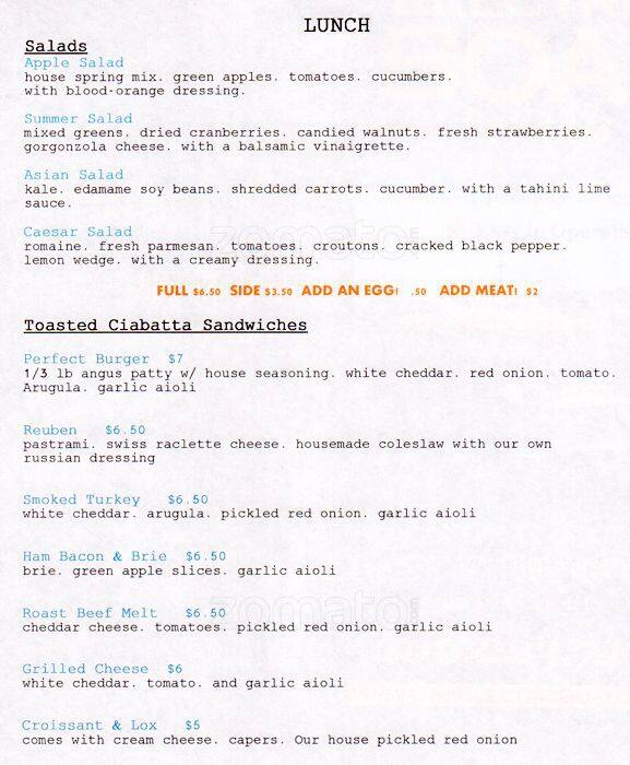 Menu at Electric Boat Cafe, Seattle