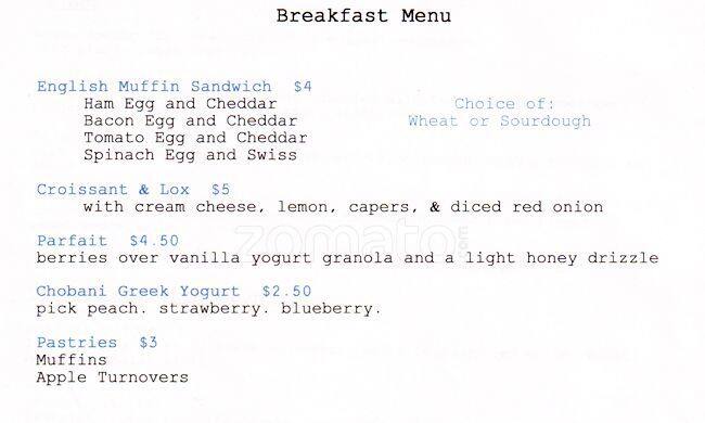 Menu at Electric Boat Cafe, Seattle